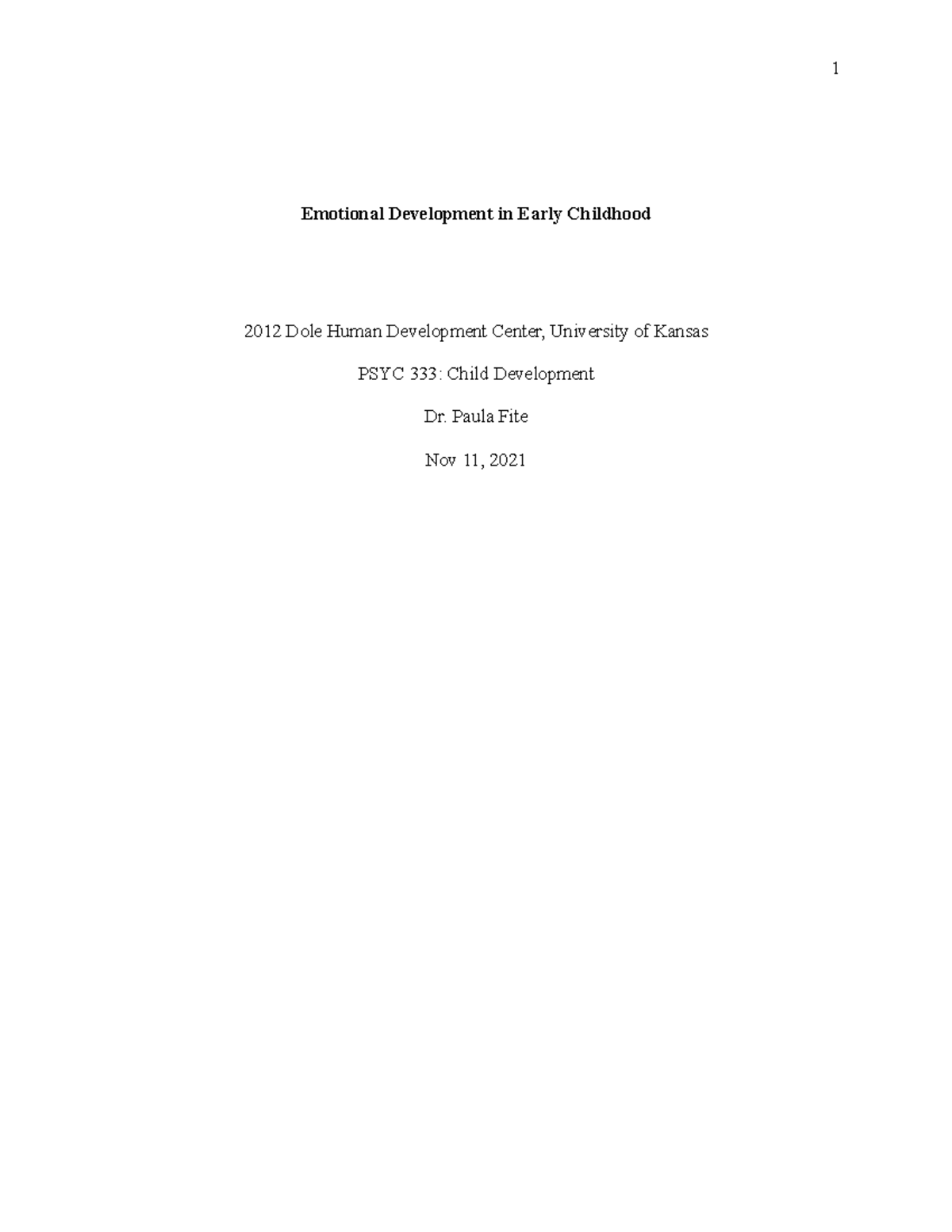 Emotional development in Early Childhood Essay - Emotional Development ...