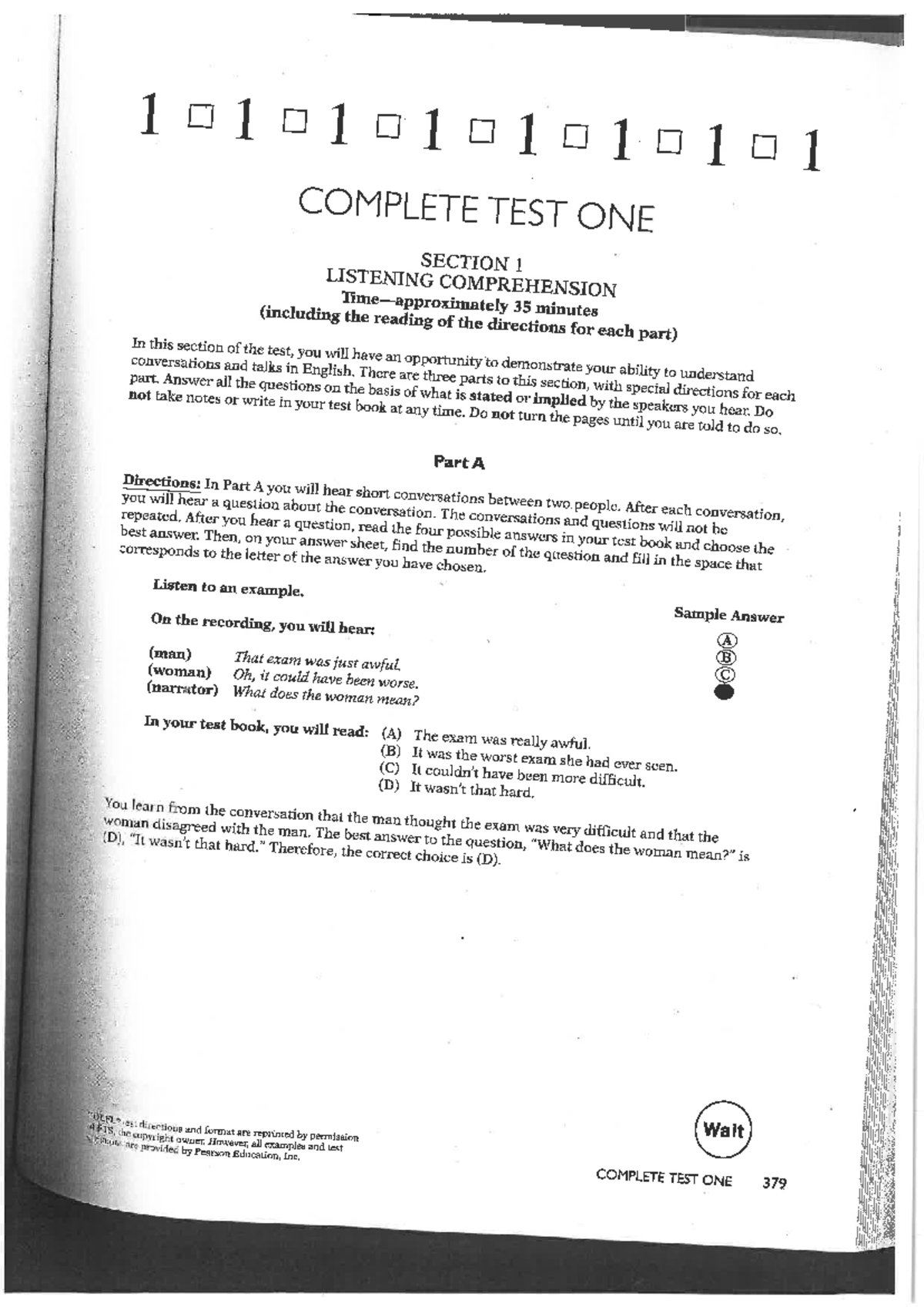 A45081505 - Complete Test One: Listening Comprehension and Structure ...