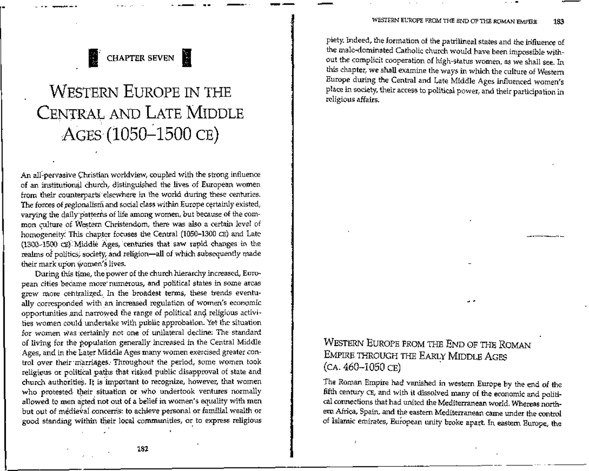 Western Europe in the Central and Late Middle Ages (1050-1500 CE ...