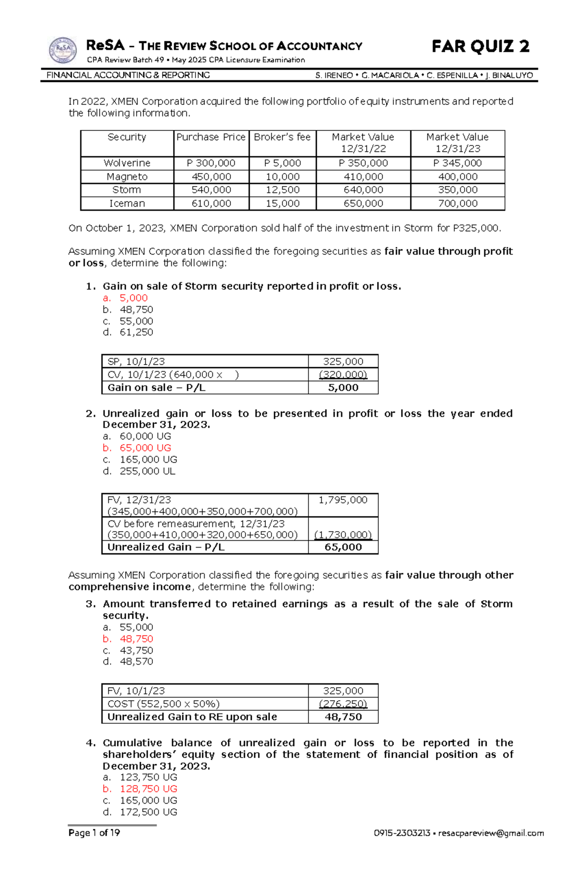 FAR Quiz 2 (B49) - Financial Accounting Reporting Review Notes - Studocu