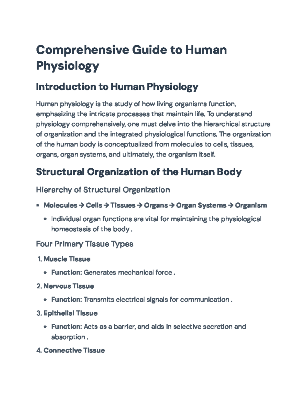 Comprehensive Guide to Human Physiology: Homeostasis & Structure - Studocu