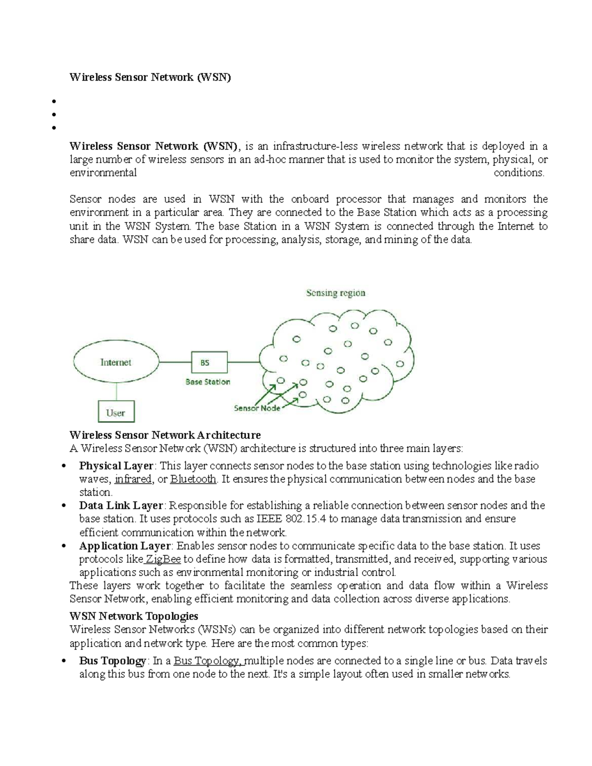 Wireless Sensor Networks (WSN) Overview and Applications - Studocu