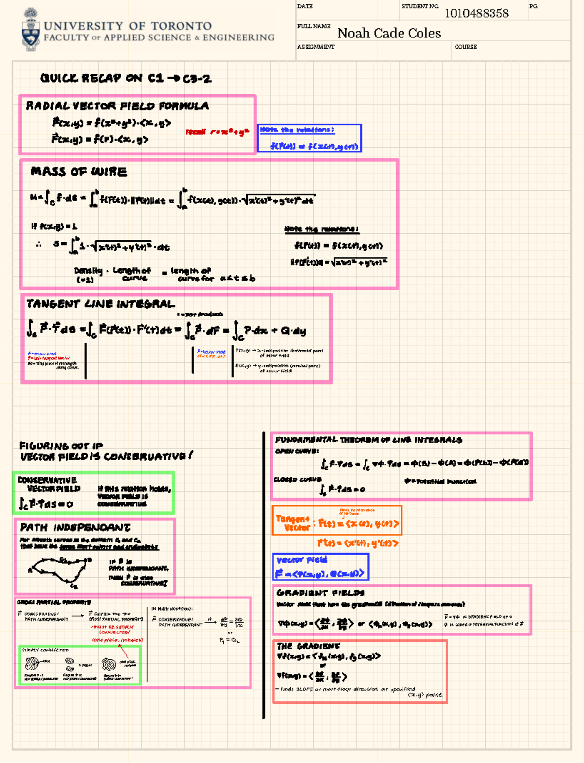 MAT294 B5-C3 Quick Recap on Radial Vector Field Formulas - Studocu