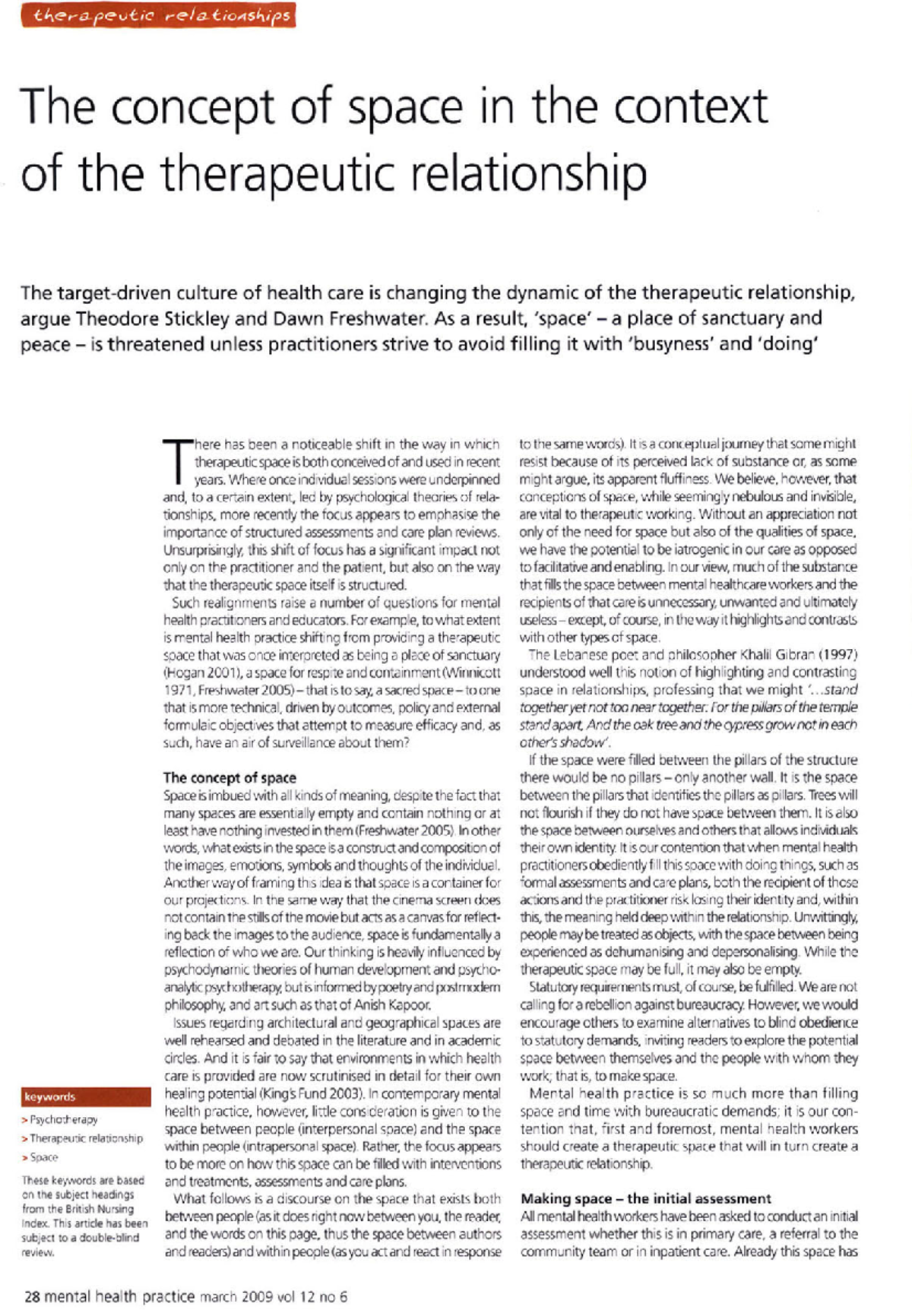 Therapeutic Relationships: Understanding Space in Mental Health Care ...