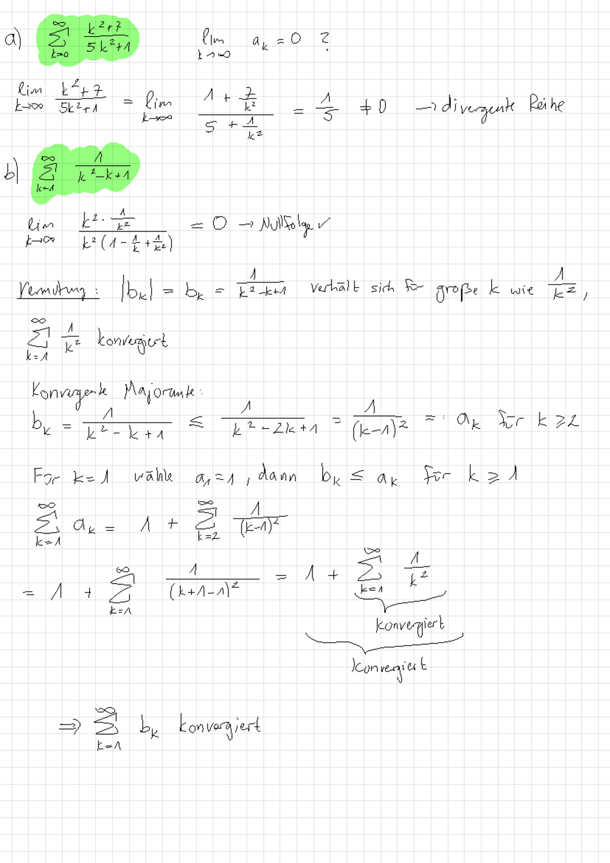 Reihen Mathe - a) in a = Ein = lim1+ = divegente Reihe k + 5 + 4 1 6 ...