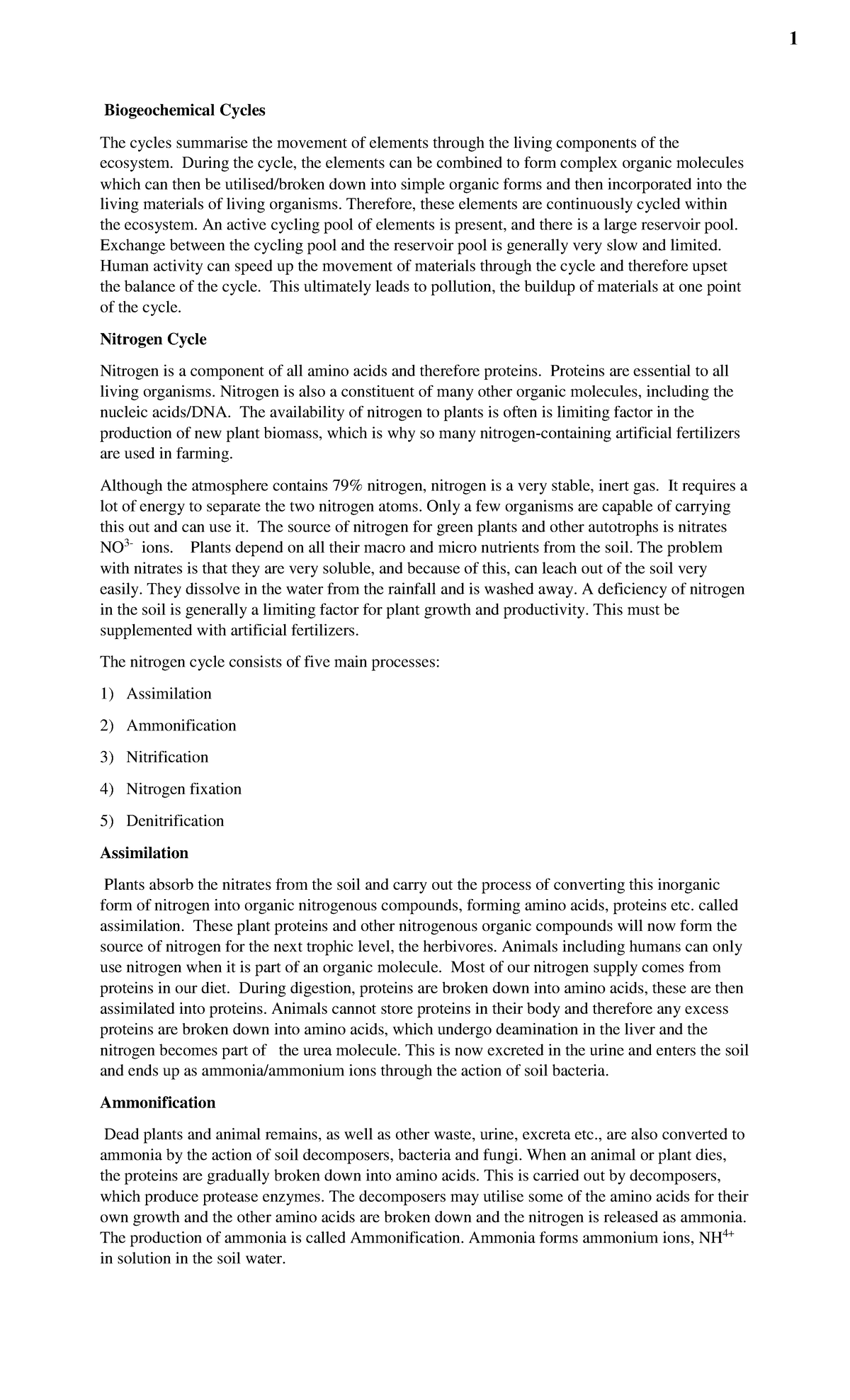 Biogeochemical Cycles in Ecology: Key Concepts and Processes - Studocu