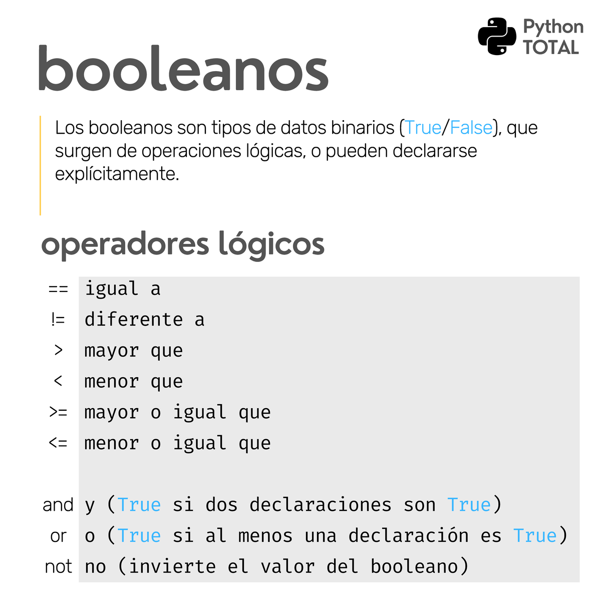 Booleanos - qswedrftgyujiolp - Lectura y redacción - booleanos Python TOTAL Los booleanos son ...