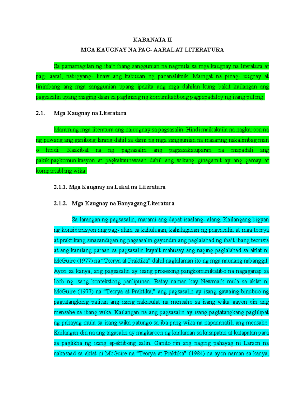 Kabanata 2 Pananaliksik Related Literature & Studies: Research Paper