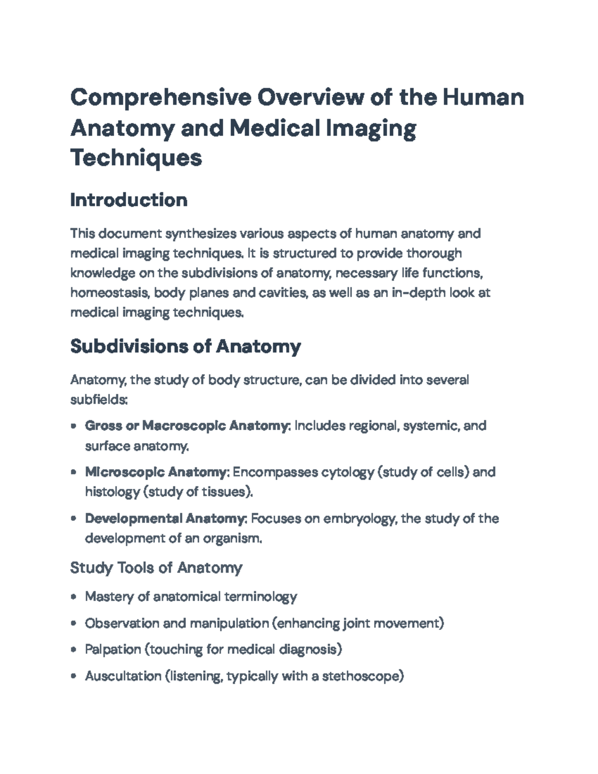 Comprehensive Guide to Human Anatomy & Imaging Techniques (ANAT 101 ...