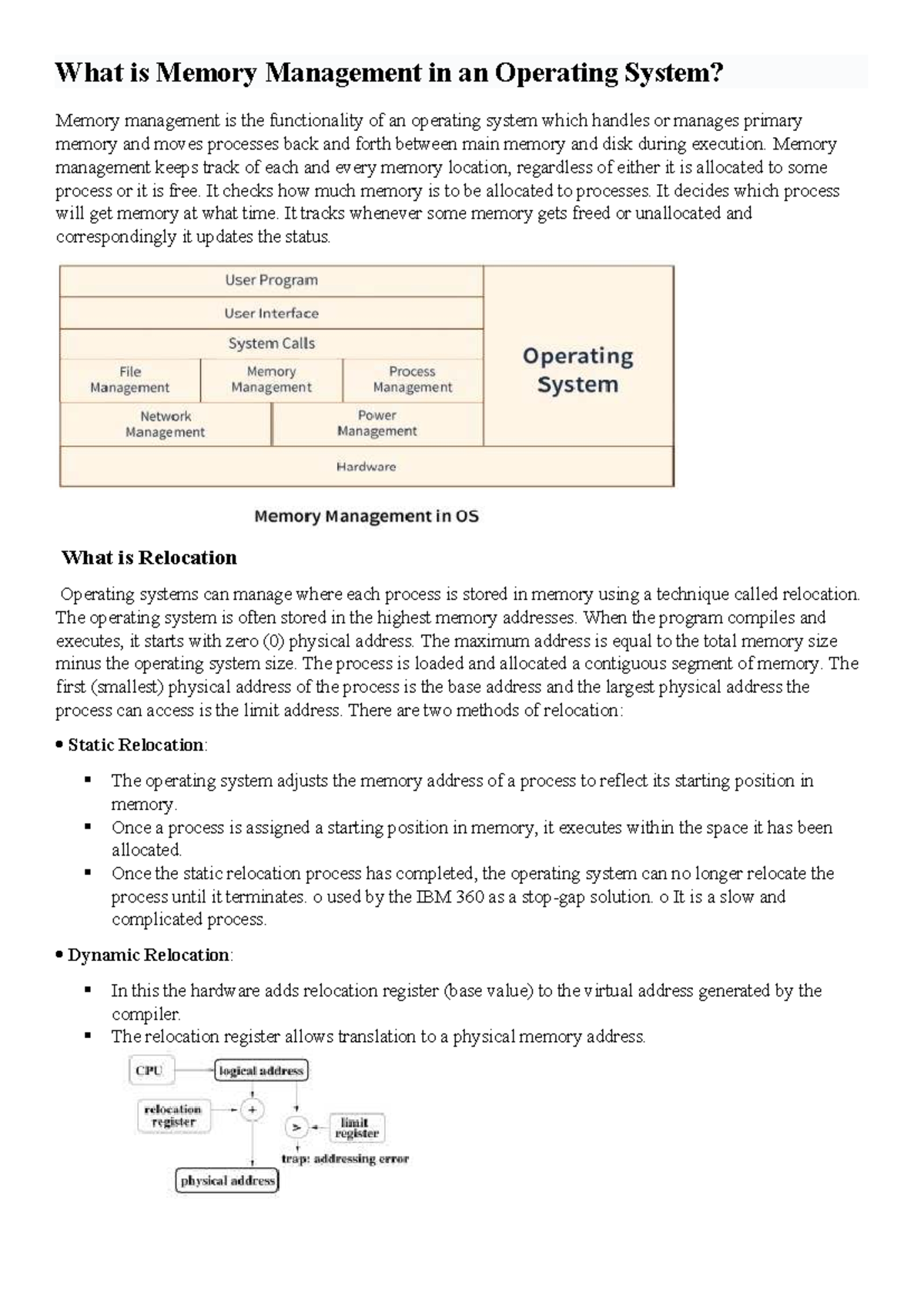 Memory Management in Operating Systems: Key Concepts and Techniques ...