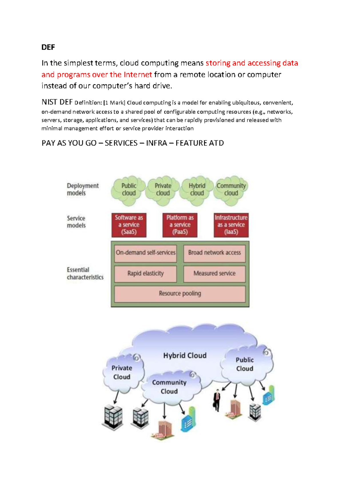 Cloud Computing Overview: IASS, PASS, SAAS Models Explained - Studocu