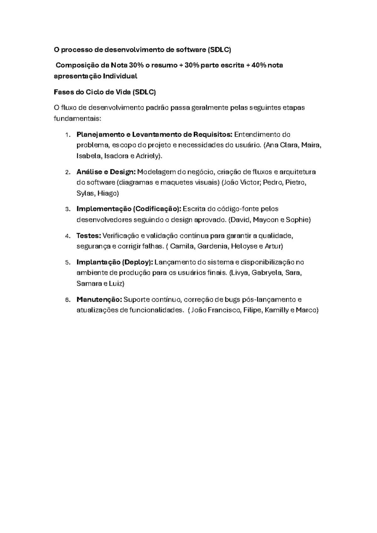 Trabalho 3TEC: Análise do Processo de Desenvolvimento de Software (SDLC ...
