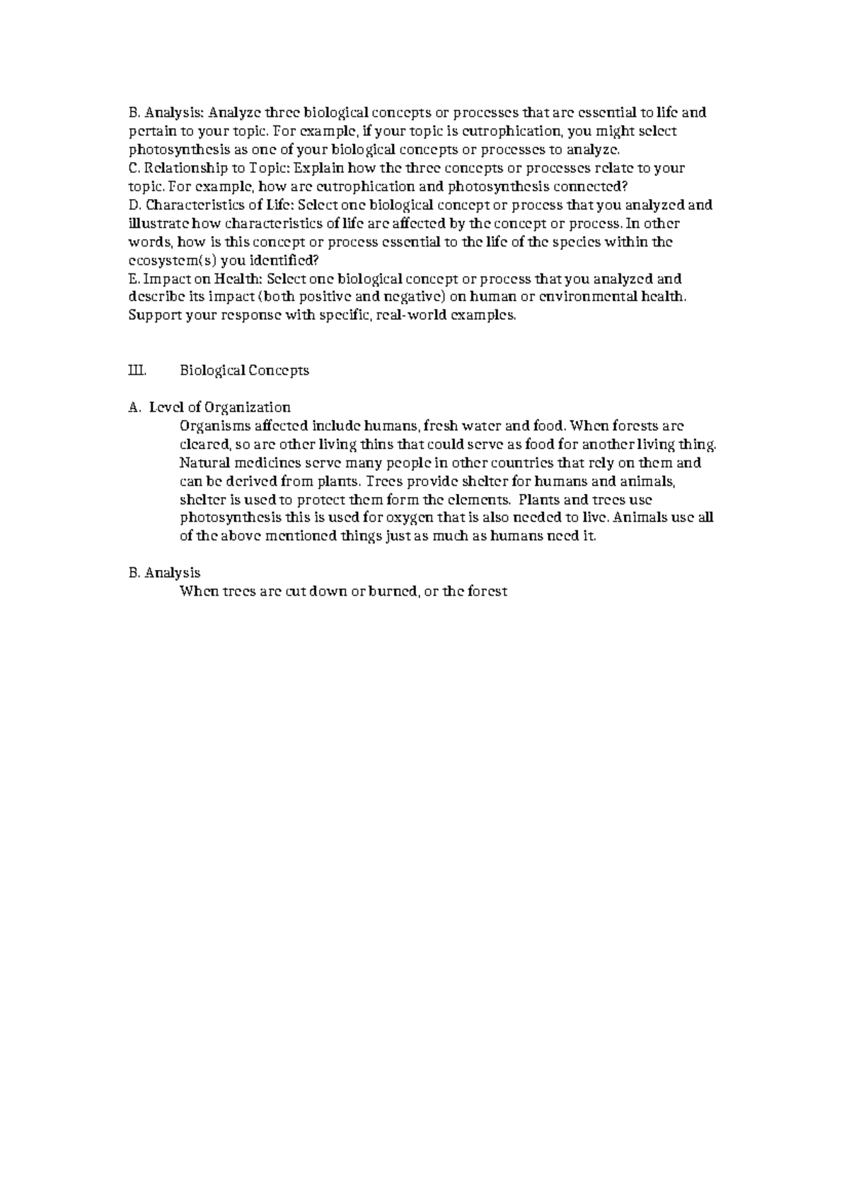 Biological Concepts Analysis: Essential Processes for Life - Studocu