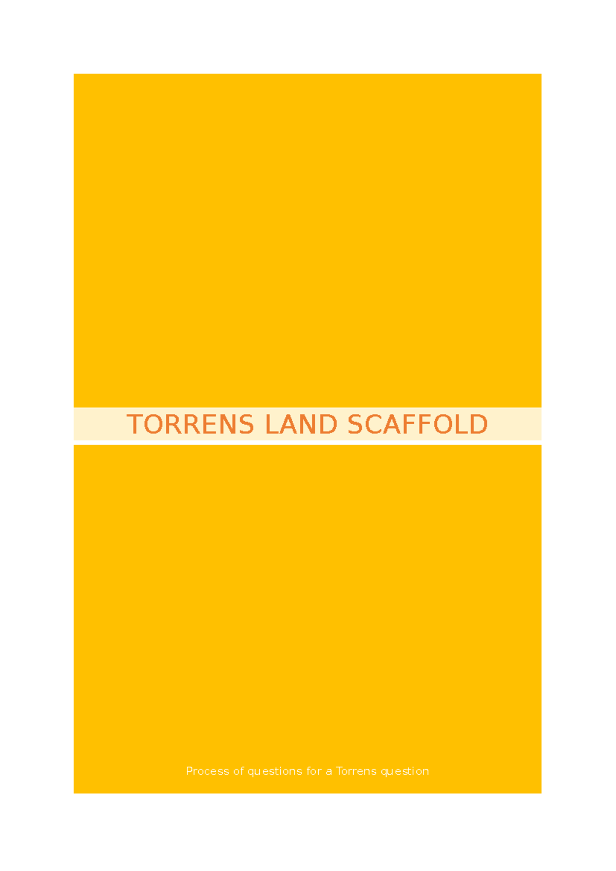 Torrens Land Law Scaffold: Key Questions and Processes Explained - Studocu