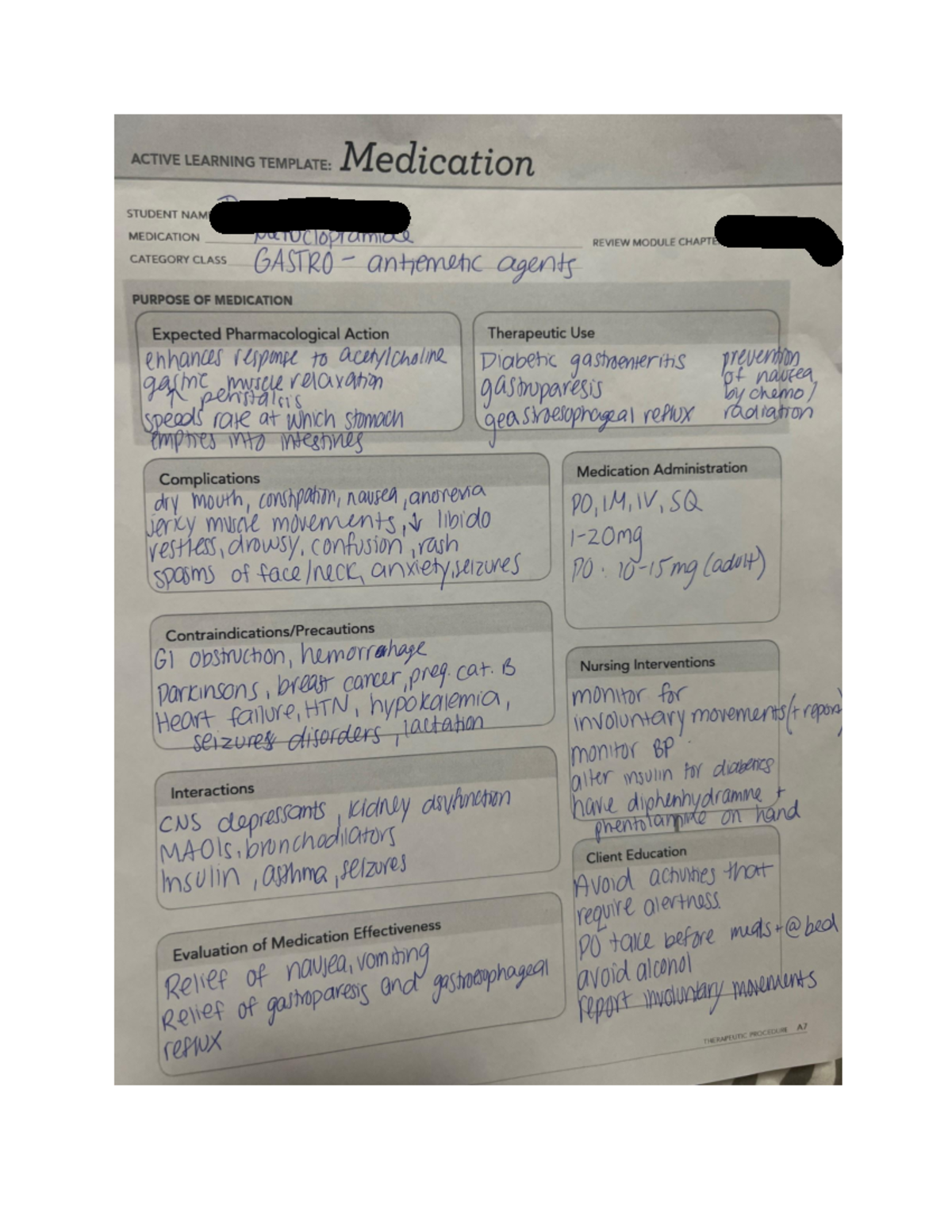 Metoclopramide Drug Card: Key Information & Nursing Implications - Studocu