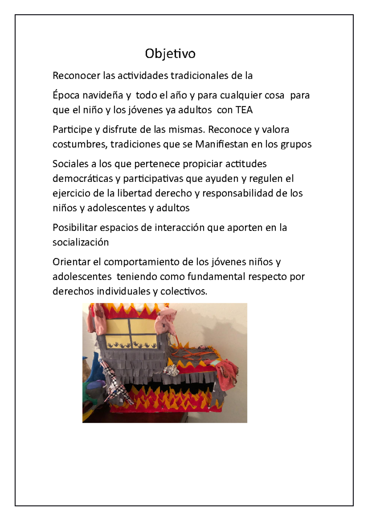 Proyecto DE LA Piñata - Objetivo Reconocer las actividades ...