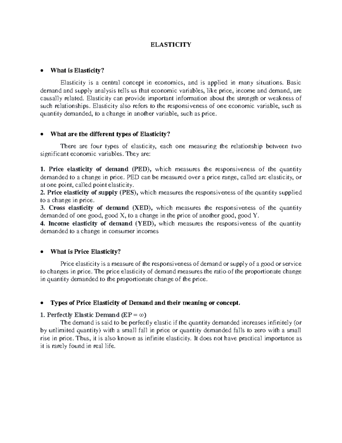 Economics - Elasticity: Understanding Demand & Supply Responses - Studocu