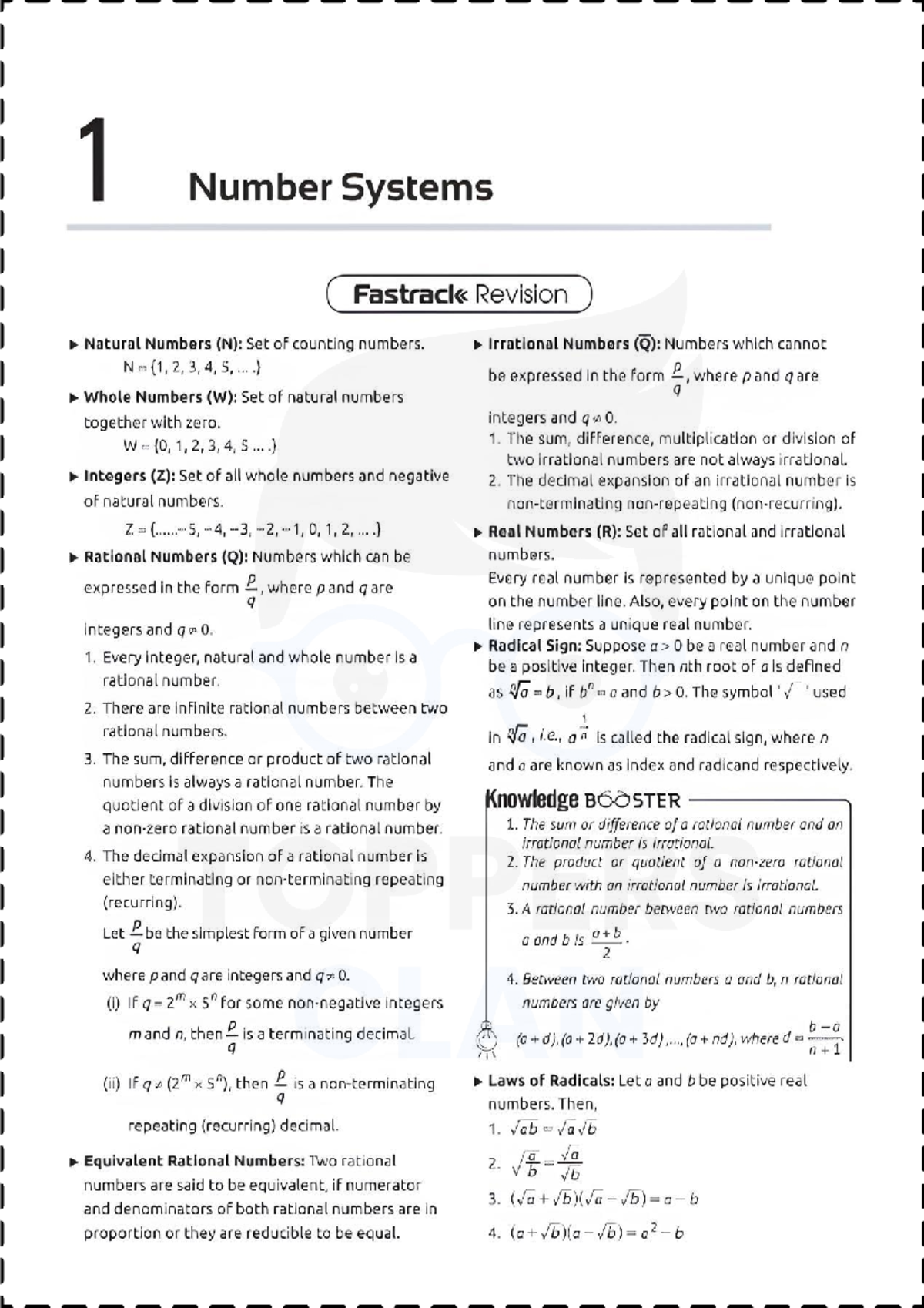 1 Number Systems Revision: Natural, Rational, and Irrational Numbers ...