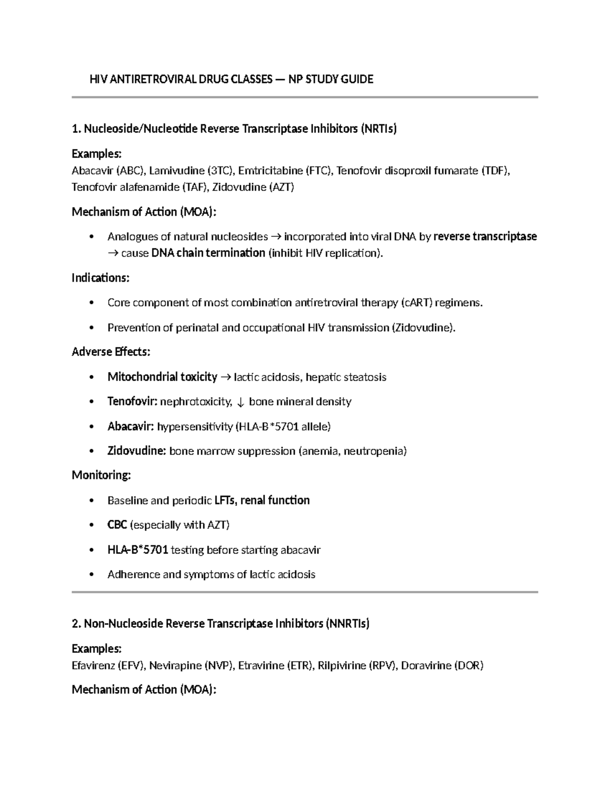 HIV Antiretroviral Drug Classes NP Study Guide: Key Mechanisms ...