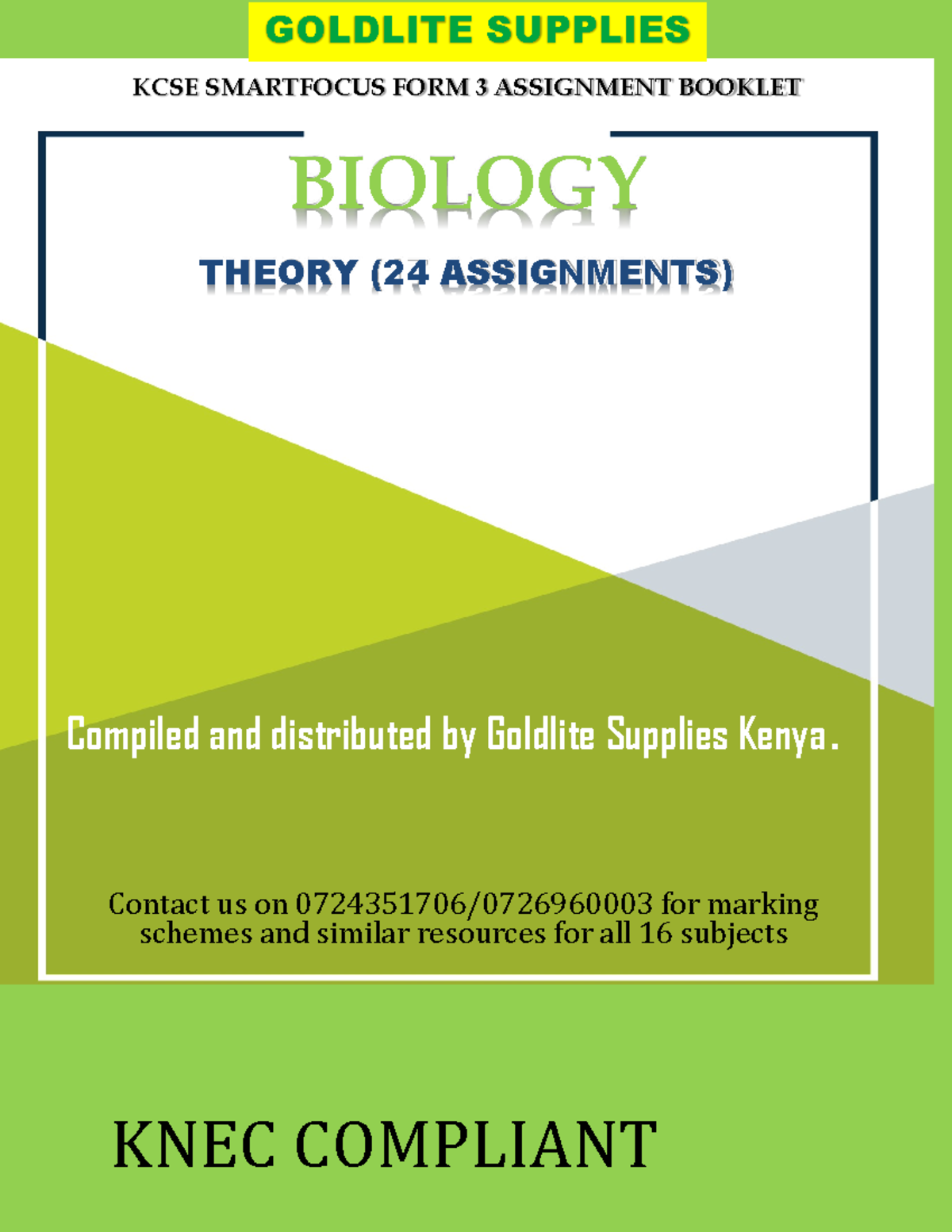BIO F3 Holiday Assignments: KCSE Smartfocus Biology Theory (24 ...