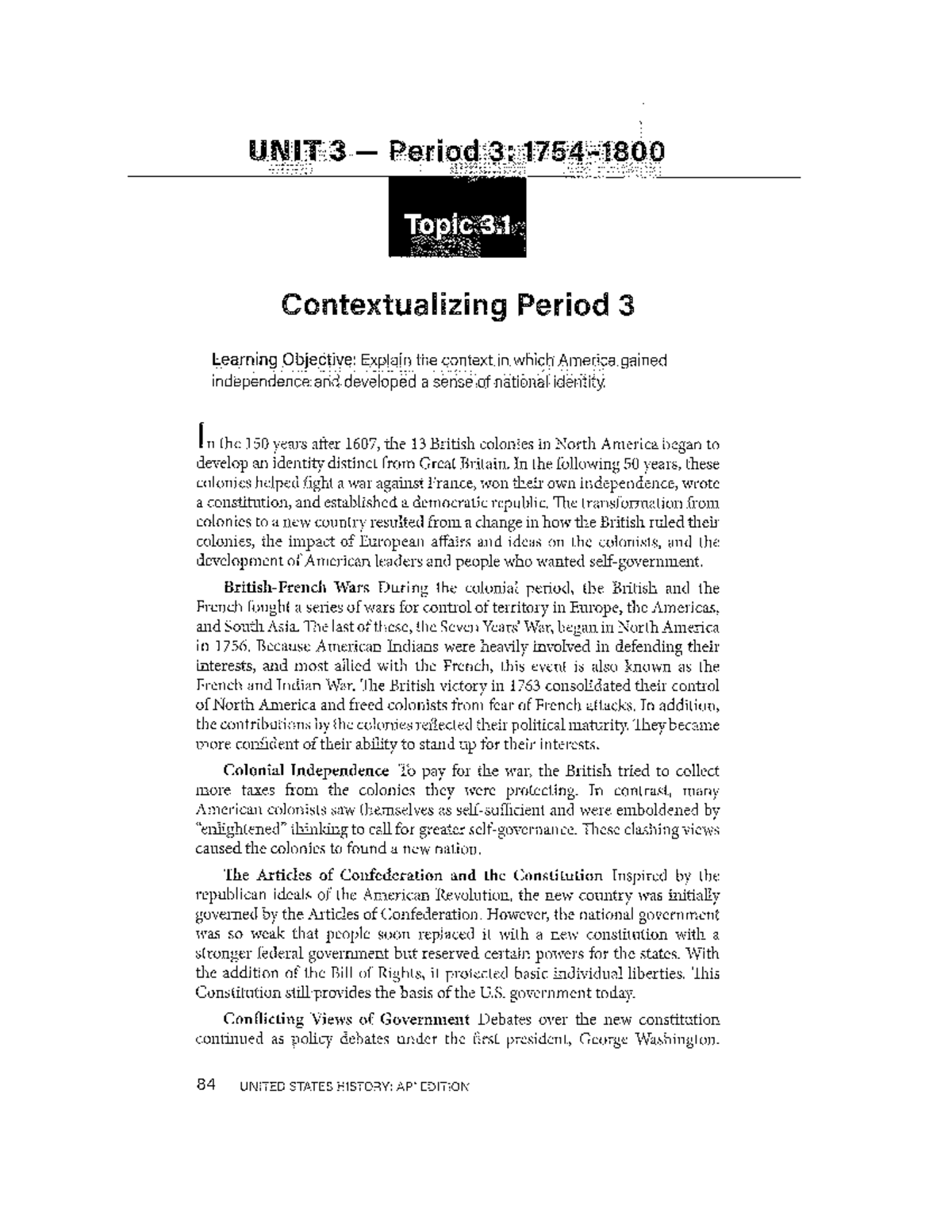 Unit 3 Amsco - Notes - UNIT 3 Period 3: Topic 3 Contextualizing Period ...