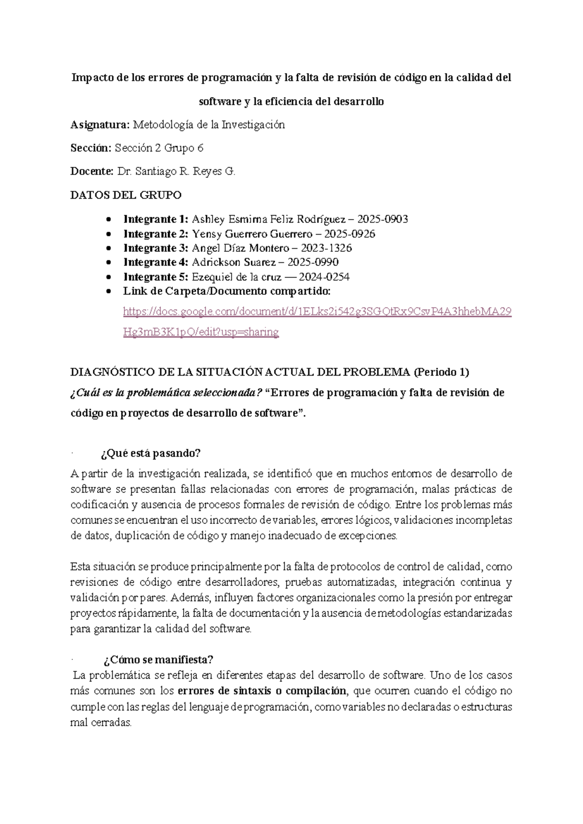 Impacto de Errores de Programación en la Calidad del Software ...