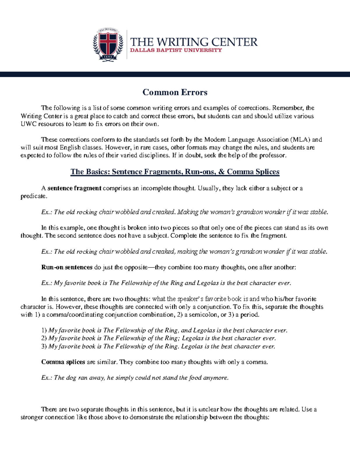 Common-errors - The common errors - Common Errors The following is a ...