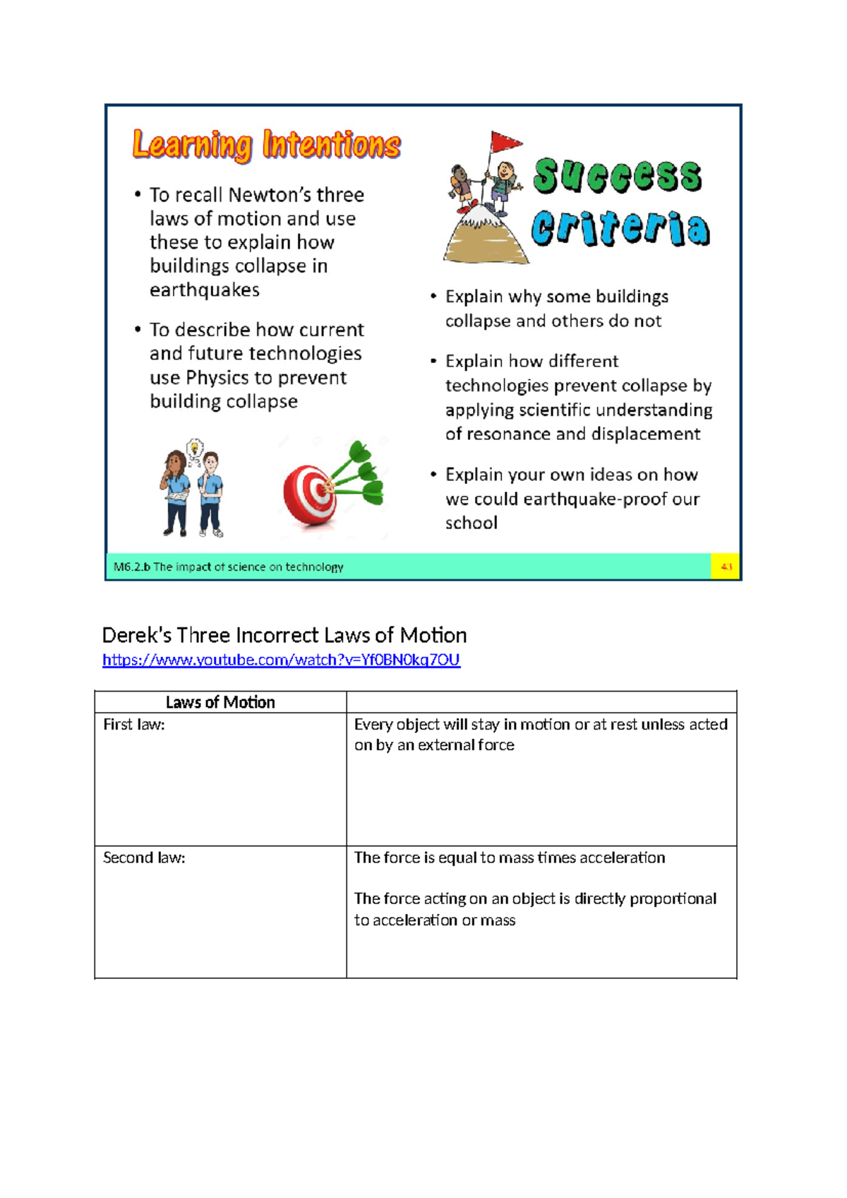6.2.2g Worksheet: Newton's Laws & Earthquake-Resistant Building Design ...