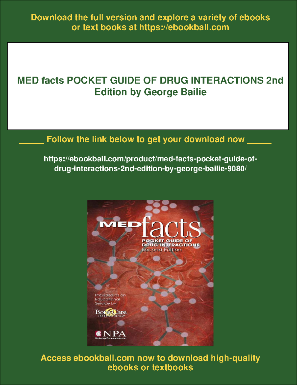 MEDFACTS POCKET GUIDE OF DRUG INTERACTIONS 2nd Ed: Key Drug ...