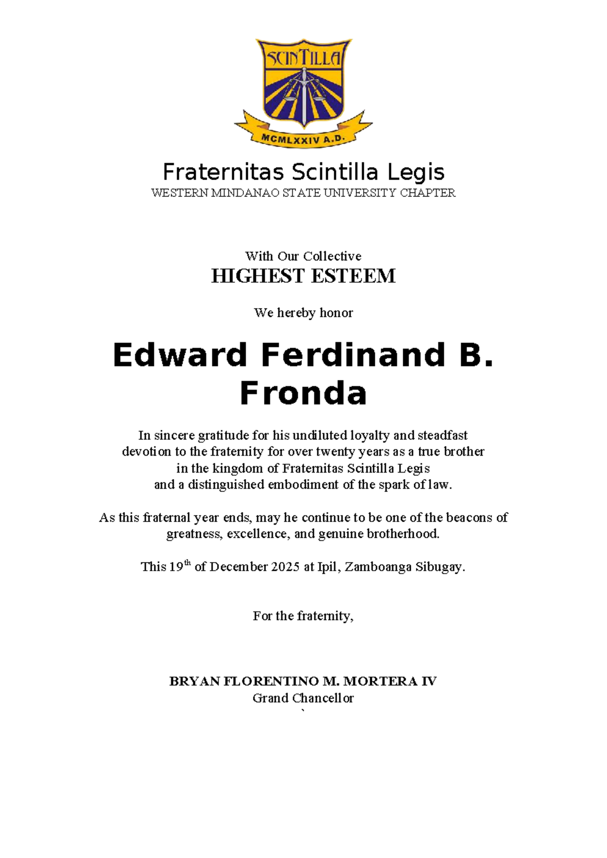 FSL Recog 2025 Sample for Ideas - Fraternitas Scintilla Legis WESTERN ...