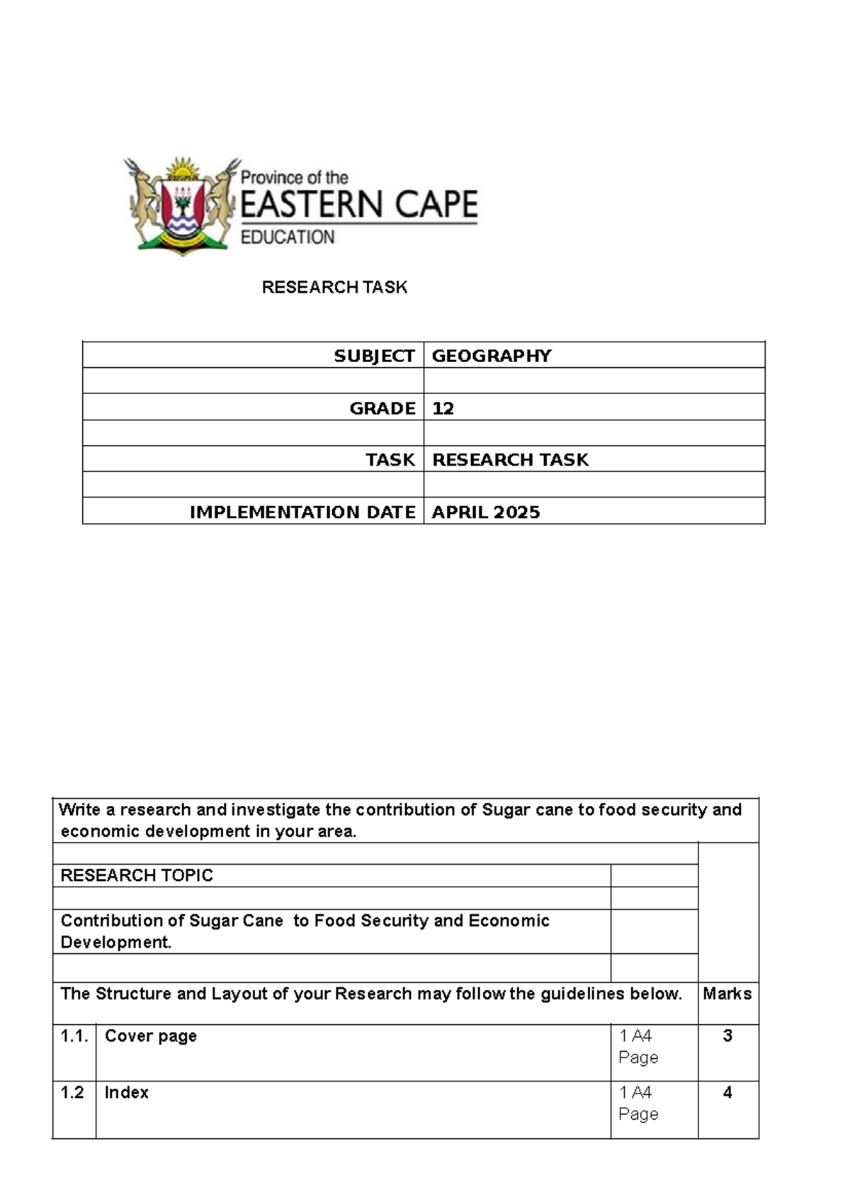 Geography Research Task: Sugar Cane's Role in Food Security & Econ Dev ...