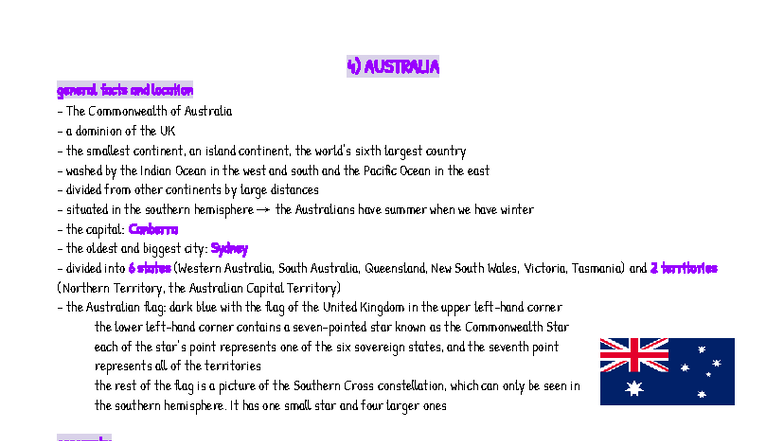 4) Australia: General Facts and Geography Overview - Studocu