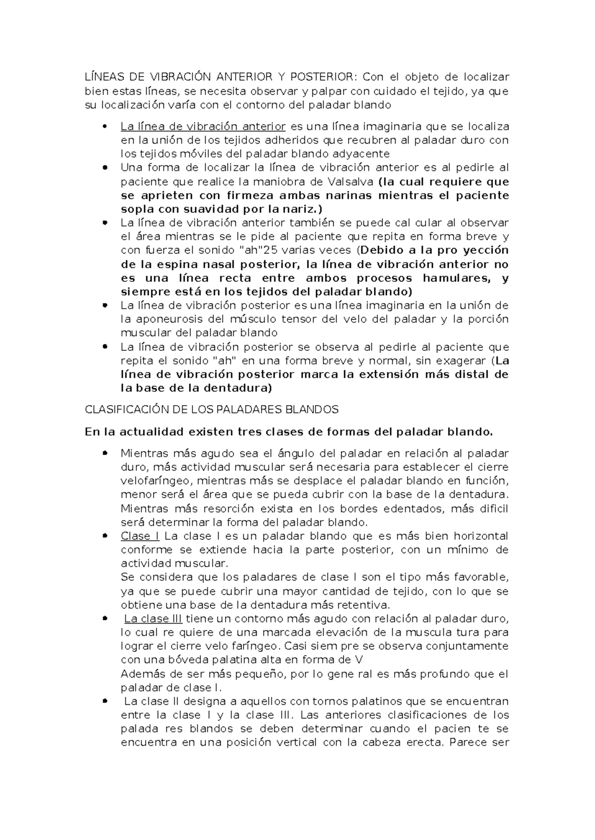 Líneas de Vibración Anterior y Posterior en Paladares Blandos - Studocu