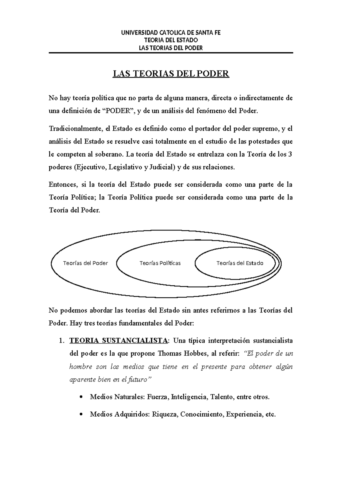 Teoría del Estado y Teorías del Poder - U.C.S.F. - Studocu