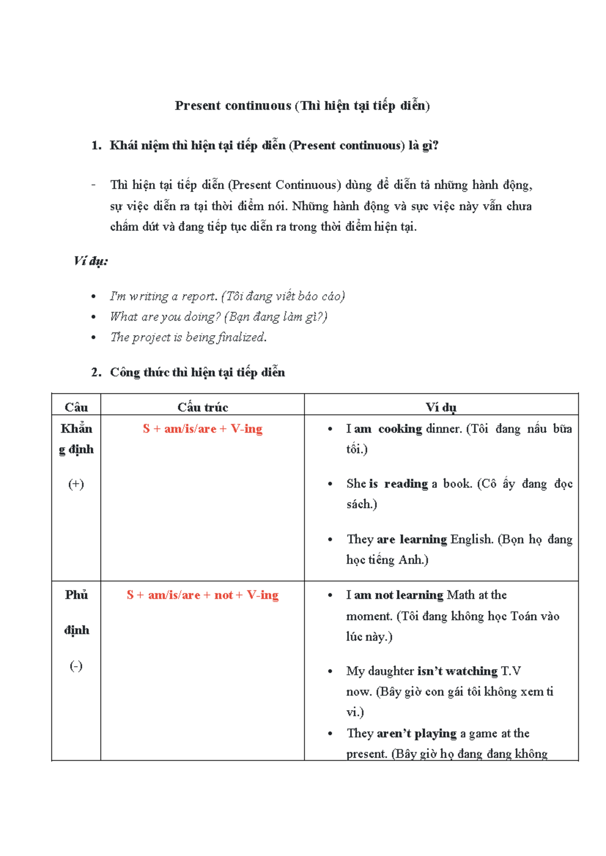 4. Present Continuous - Understanding and Usage Guide - Studocu