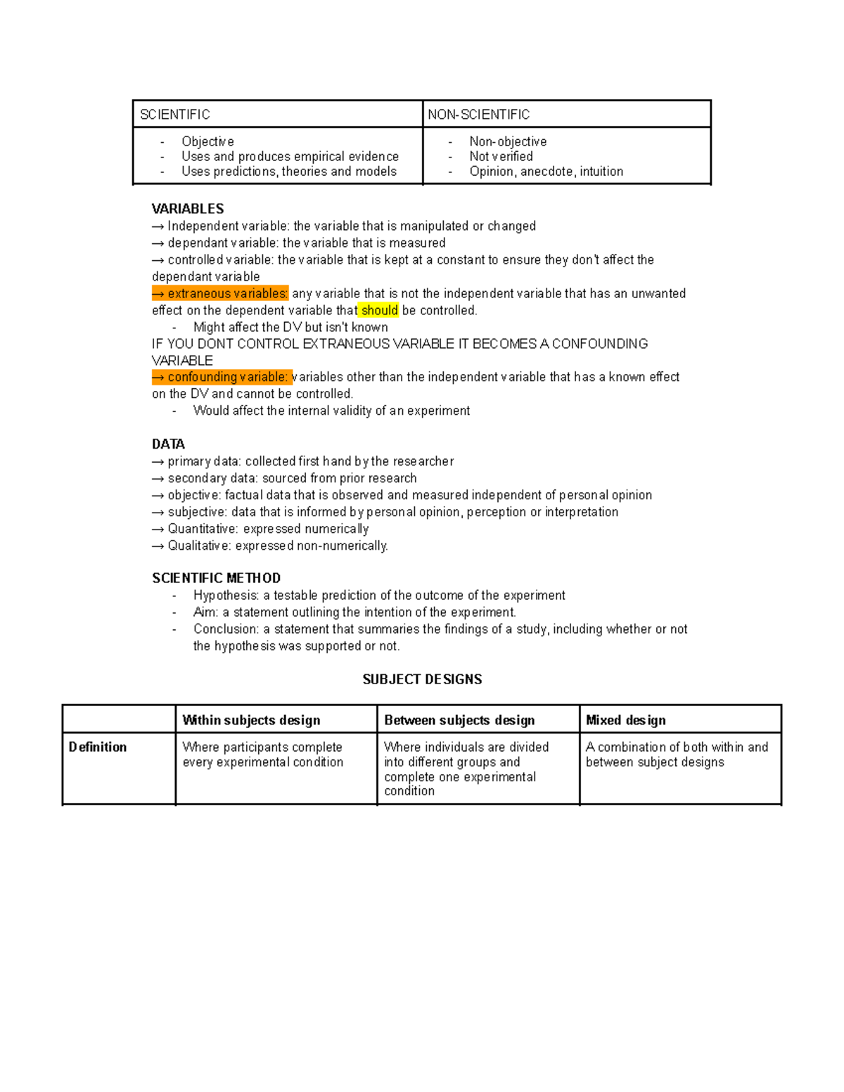 Psychology 1: Science Skills and Research Methodologies Overview - Studocu