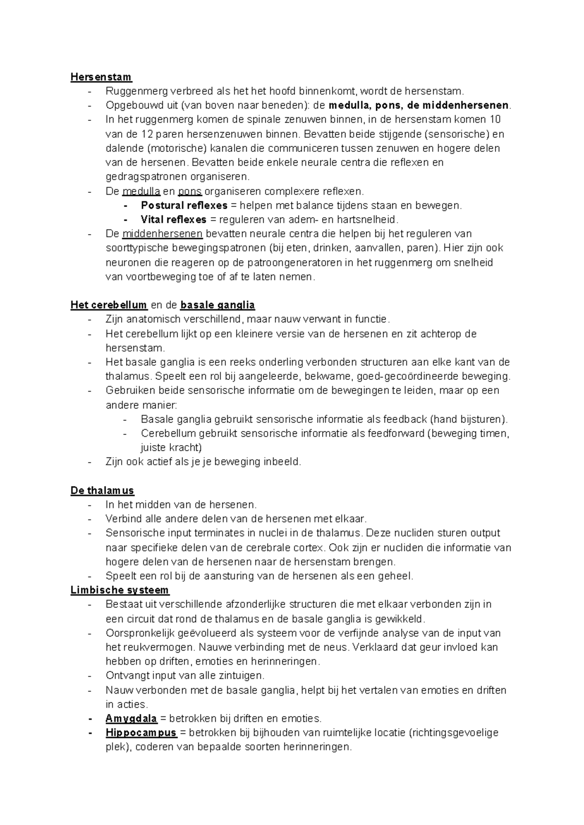 Hersenstructuren en Functies: Een Overzicht van de Hersenstam en ...