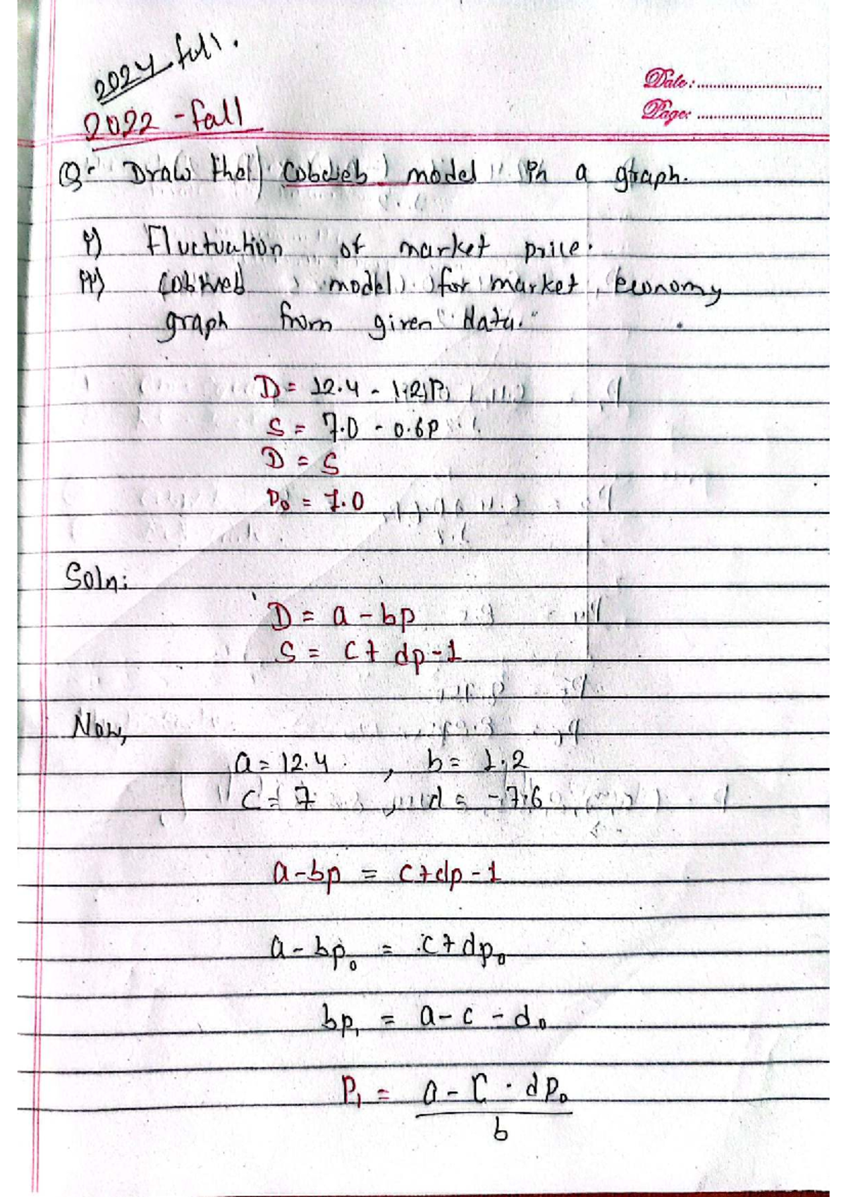 Cobweb Model Analysis - ECON 2024 Fall Exam Notes - Studocu