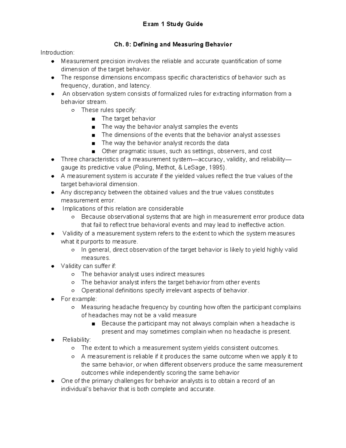 Exam 1 Study Guide: Functional Assessments in Autism - Indirect ...