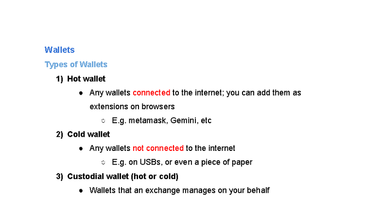3647 - Notes on Wallet Types and Bitcoin Transactions - Studocu