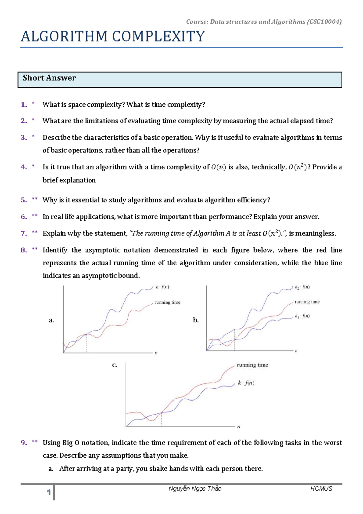 2026 CSC10004 Final Exam: Algorithm Efficiency and Complexity Analysis - Studocu
