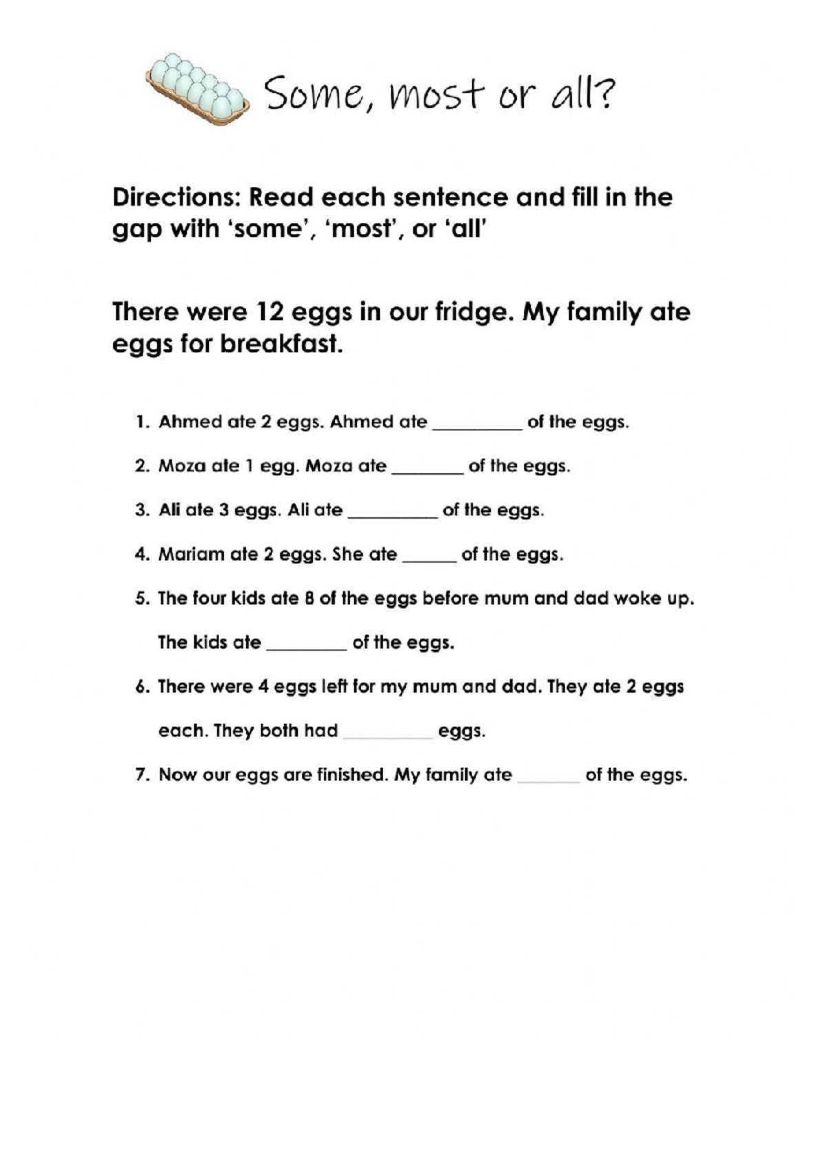 All, Some, Most, or None? Fill in the Gaps Exercise - Studocu