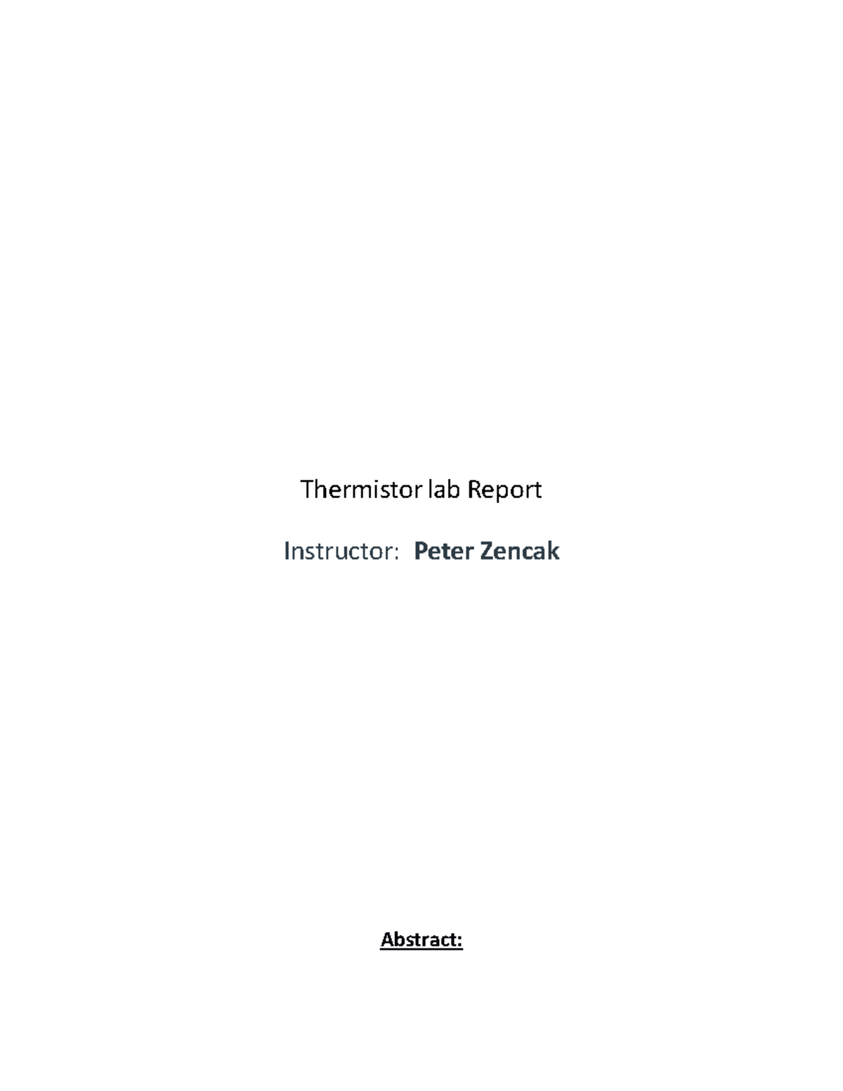 Thermistor Lab Report - Understanding Temperature Measurement Using ...