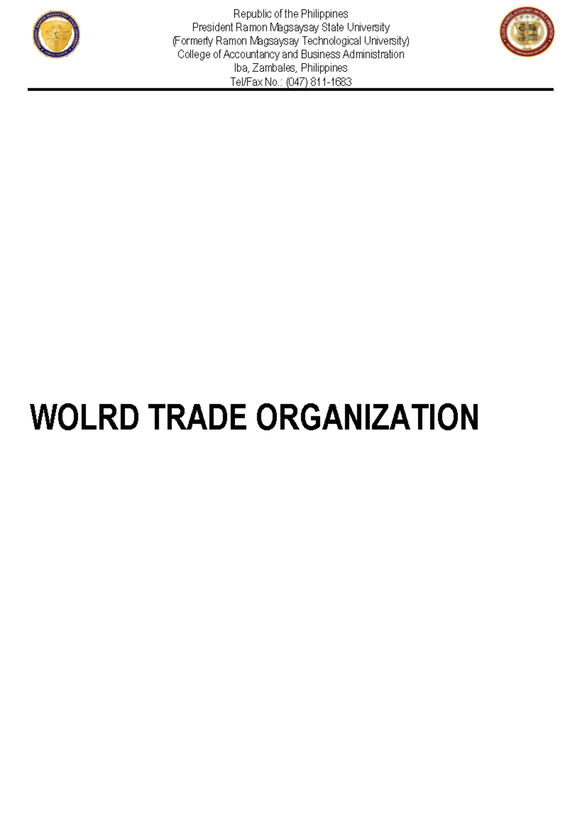 WTO Overview and Trade Policy Instruments - ACCT 047 - Studocu