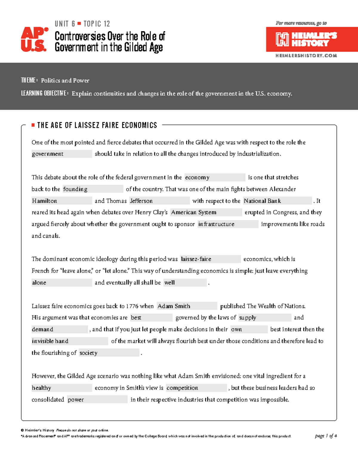 AP US Unit 6 Topic 12: Government's Role in the Gilded Age - Studocu