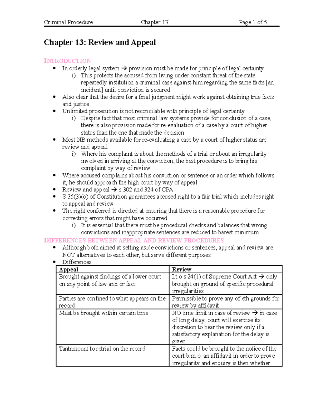 Chapter 13 Review and Appeal: Key Legal Principles and Procedures - Studocu