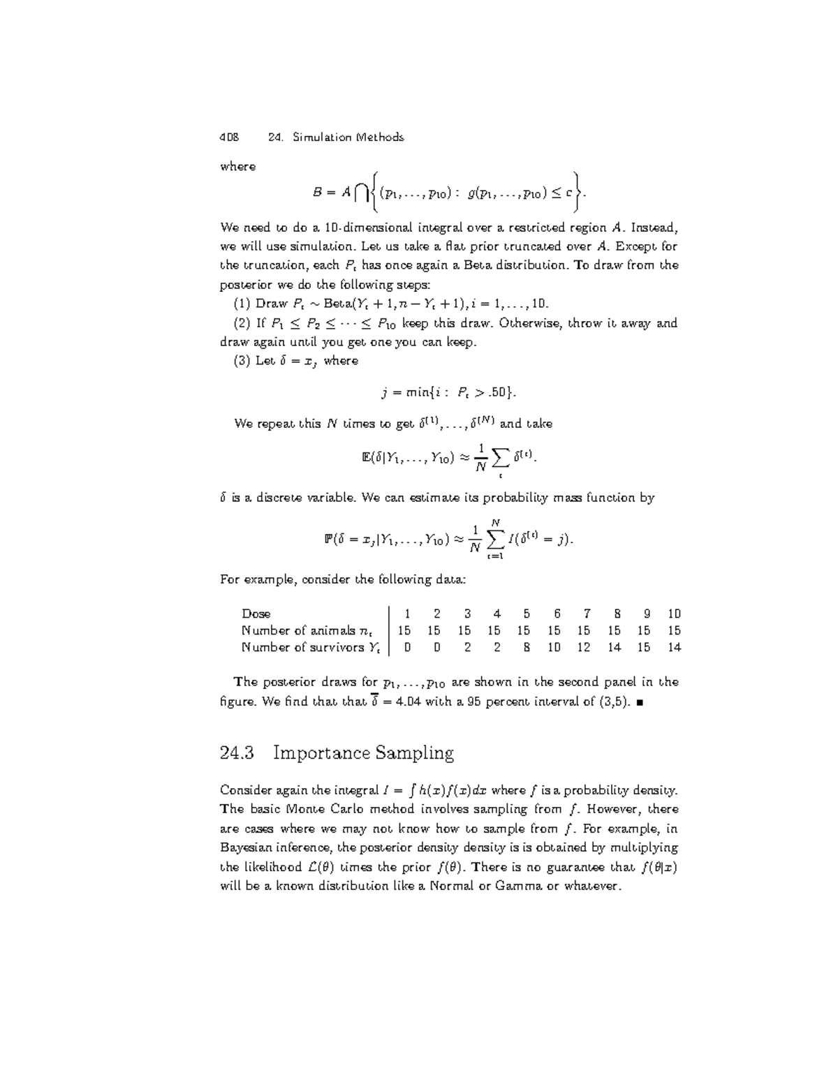 408 24. Simulation Methods and Importance Sampling in Bayesian ...