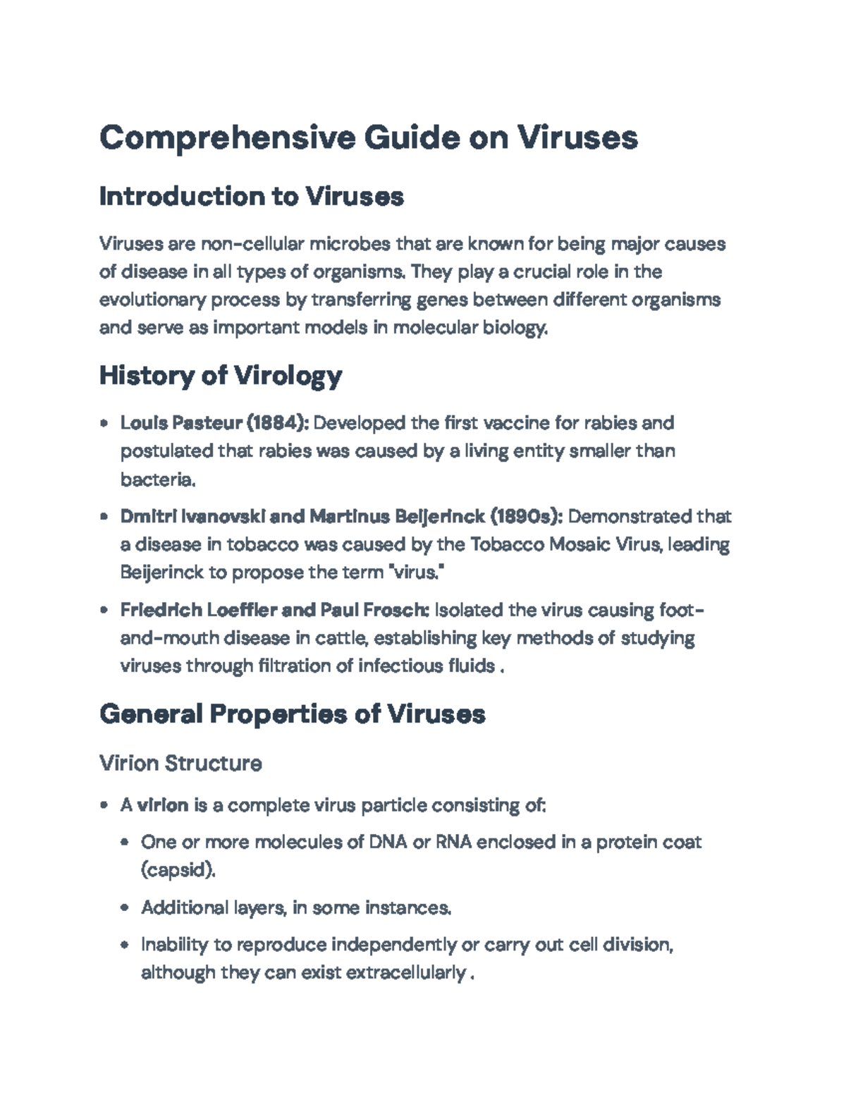 Comprehensive Guide to Viruses: Structure, Classification, and Impact ...