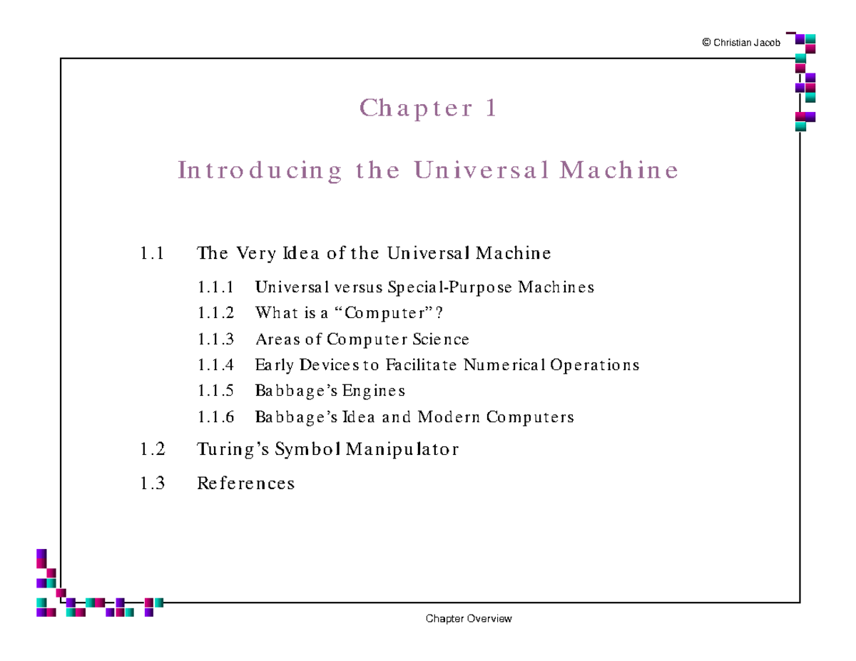 01-Universal Machine - Lecture Notes on Chapter 1 by Christian Jacob ...
