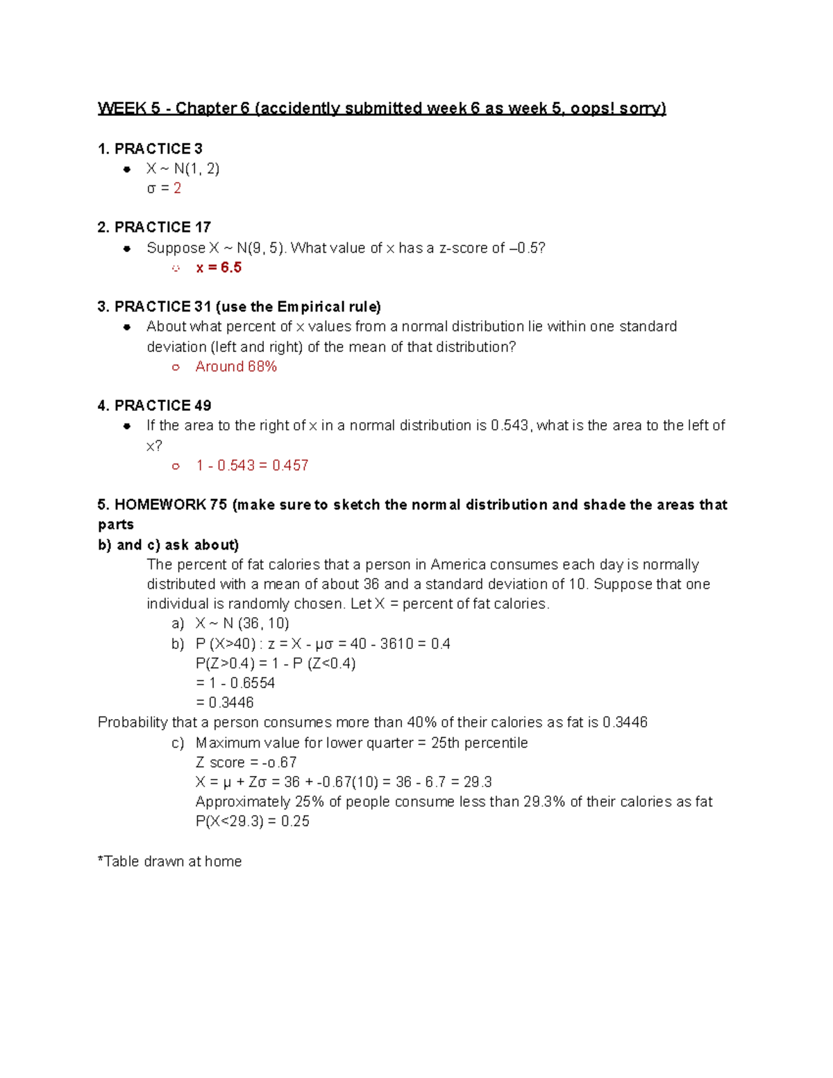 Week 5 - Homework Practice on Normal Distribution Concepts - Studocu